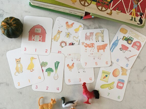Farm Count & Clip Cards 1-10 | Etsy