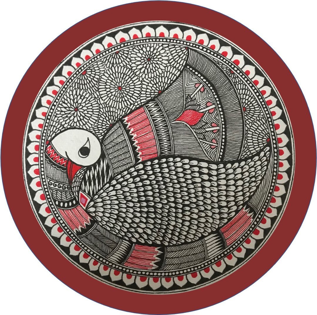 Traditional Round Madhubani Peacock Handmade Painting Wall - Etsy