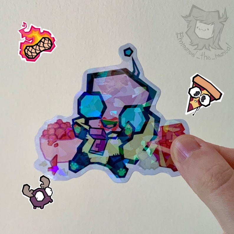 Invader Zim Snack Gir Holo Vinyl Sticker - Etsy