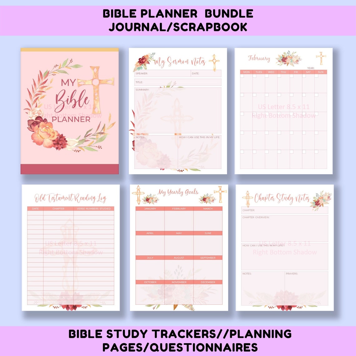 BIBLE PLANNER/BIBLE Journal Pages/complete Bible Study Session Planner ...
