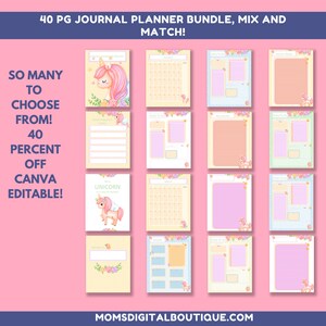 Unicorn Dreams Journal Template, Note Taking Planner, Printable to Do ...