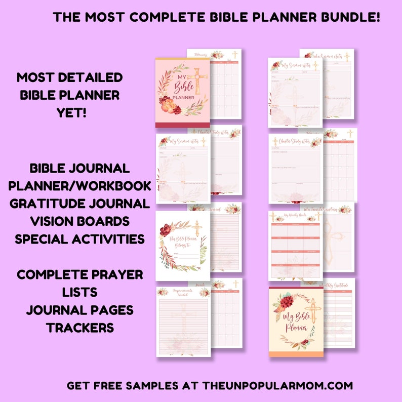 BIBLE PLANNER/BIBLE Journal Pages/complete Bible Study Session Planner ...