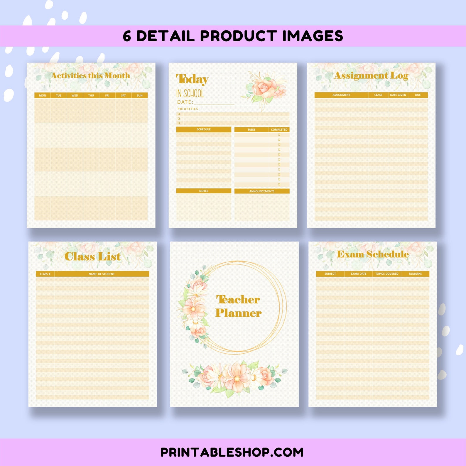TEACHER PLANNER 2021 Fillable Lesson Planner. Printable Pdf - Etsy