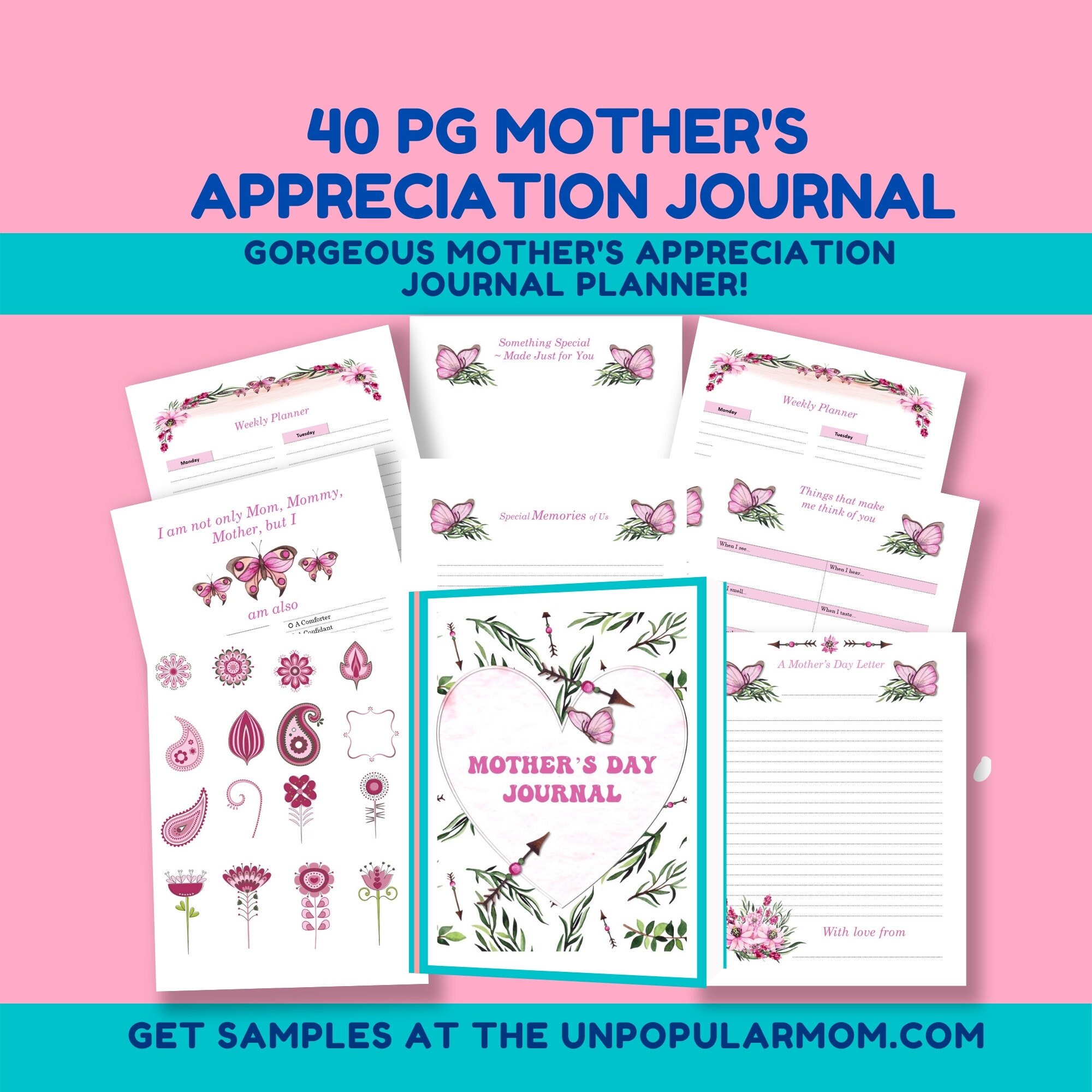 MOTHER'S APPRECIATION Journal/planner With Digital Stickers! 40 Pages ...