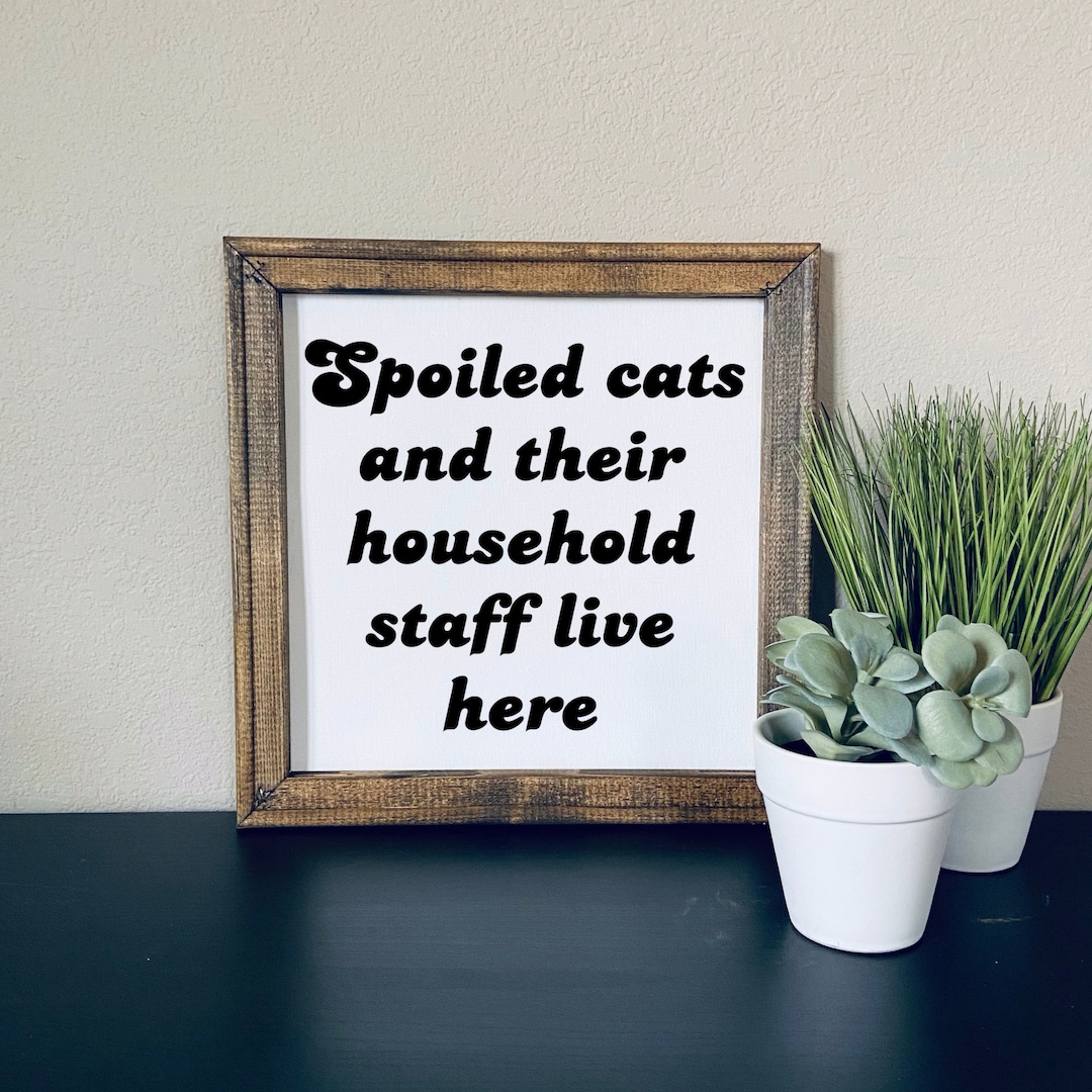 Spoiled Cats Live Here Sign Reverse Canvas Sign Sarcastic Decor Funny ...