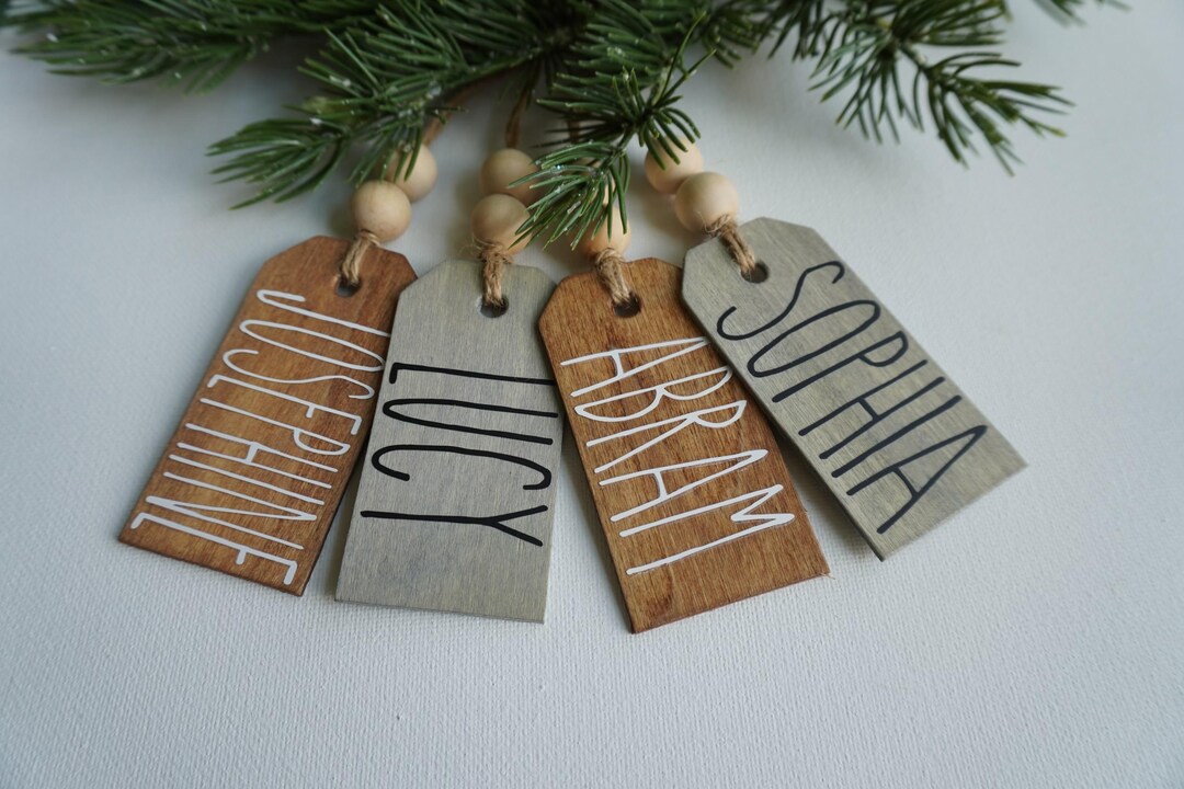 Rae Dunn Inspired Name Tags | Personalized Wood Stocking Tags ...