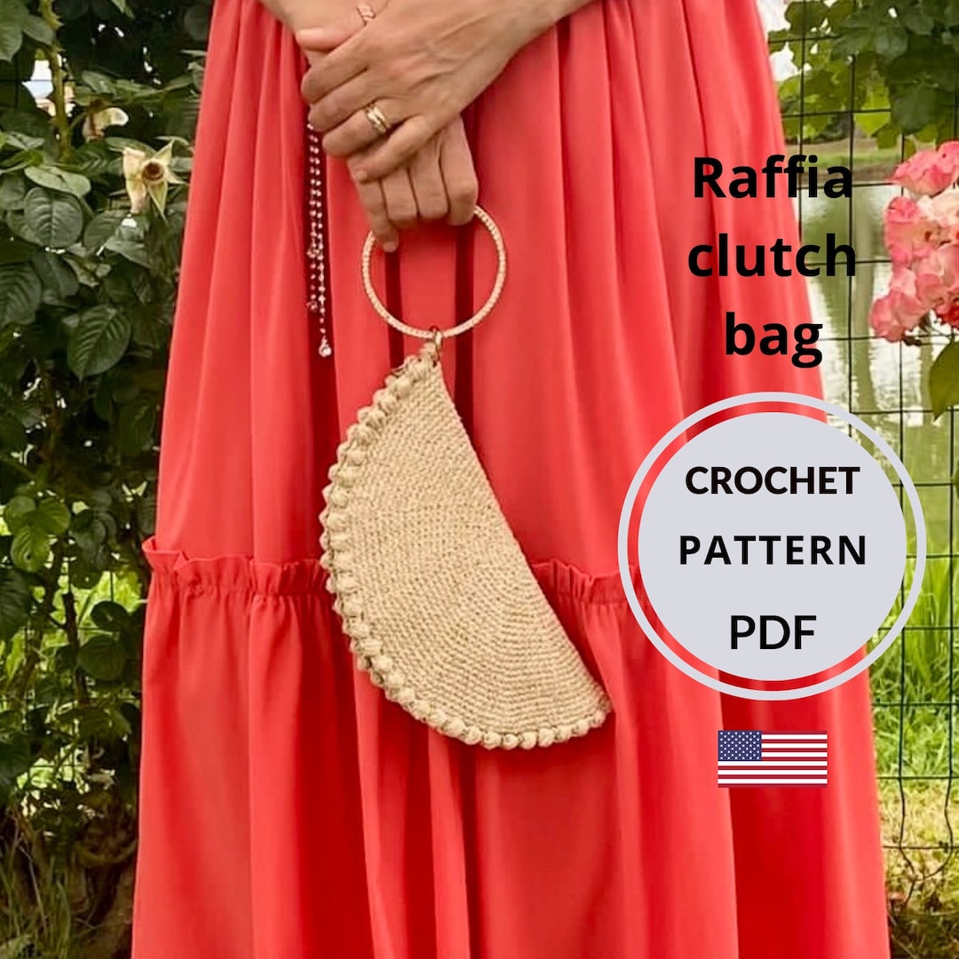 Crochet PATTERN Clutch Bag, Tutorial Raffia Handbag, Evening Purse ...