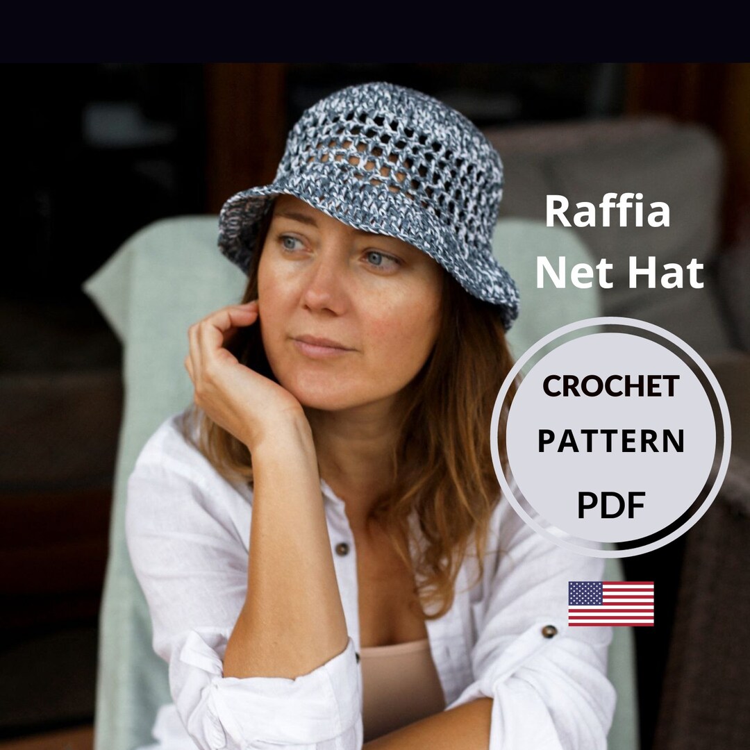 Crochet Hat PATTERN, Raffia Fishnet Hat Tutorial, Sunhat Crochet ...