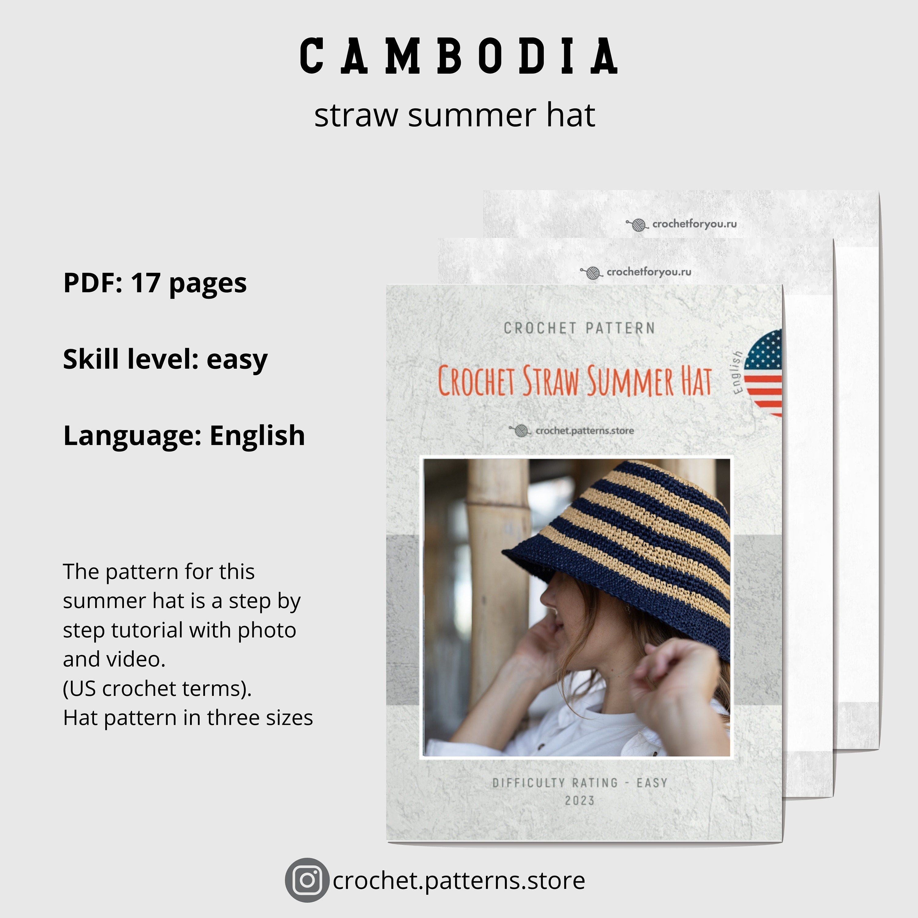 Crochet Bucket Hat PATTERN, Crochet Sun Hat PDF Tutorial, Crochet ...