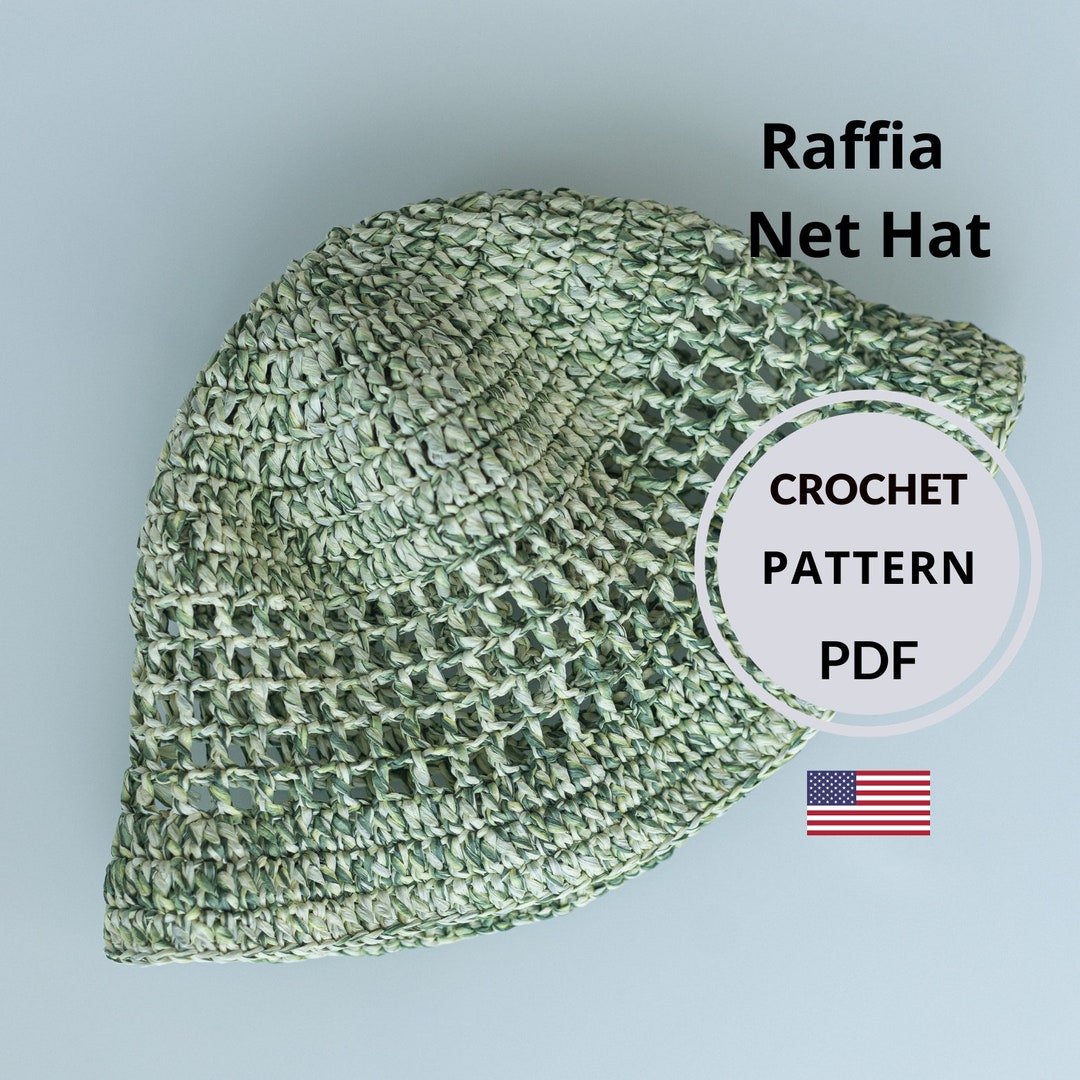 Crochet Hat PATTERN, Raffia Net Hat Tutorial, Sunhat Crochet Pattern ...