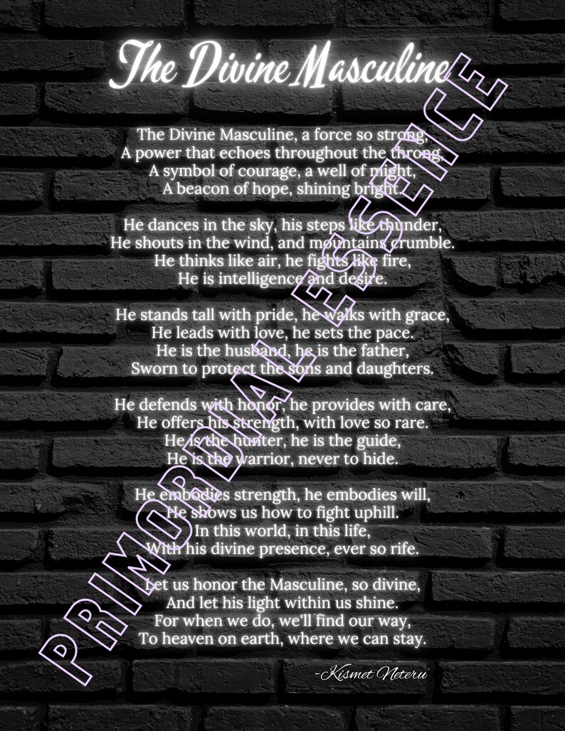 Divine Masculine Poem | Digital Download - Etsy