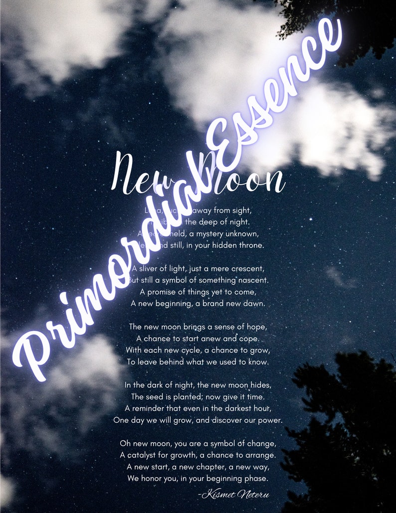 New Moon Poem | Digital Download - Etsy