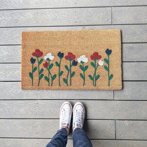 Colorful Wildflower Doormat | Cute Floral Front Doormat | Spring ...
