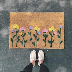 Colorful Wildflower Doormat | Cute Floral Front Doormat | Spring ...