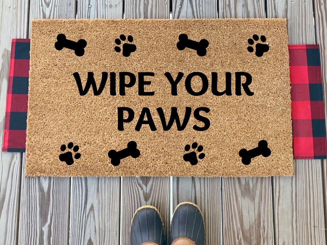 Wipe Your Paws Doormat | Cute Dog Doormat | Dog Themed Front Doormat ...