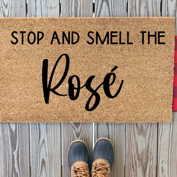 Stop and Smell the Rose Doormat - Etsy