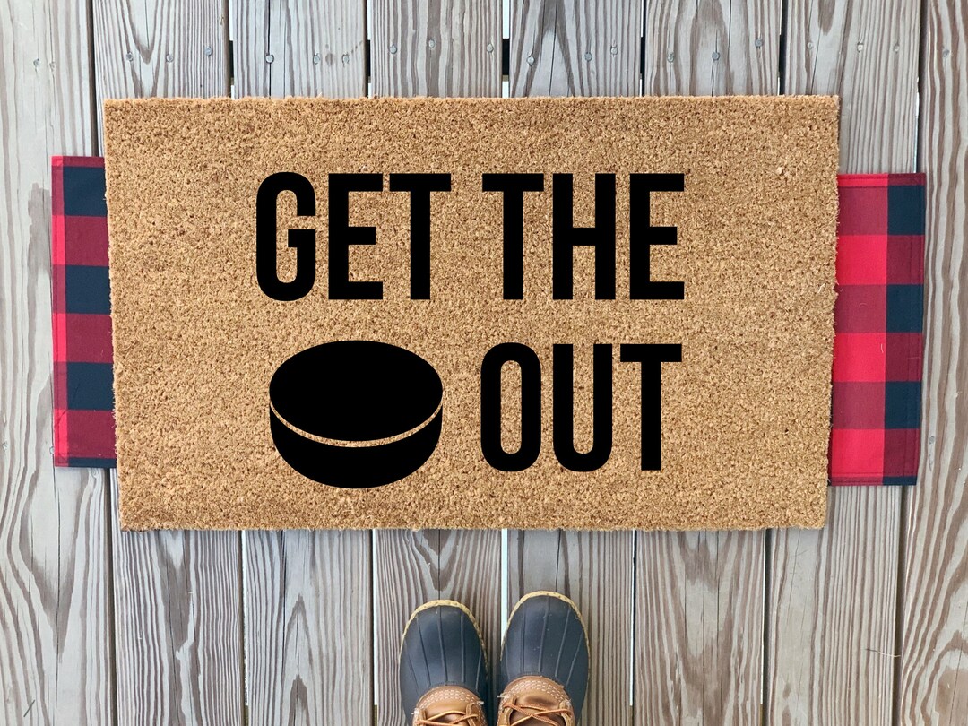 Get the Puck Out Hockey Doormat | Funny Hockey Doormat | Funny Doormats ...