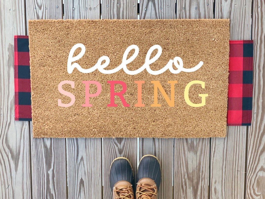 Cute Multicolor Hello Spring Doormat Seasonal Welcome Home Mat Spring ...