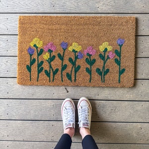 Colorful Wildflower Doormat Cute Floral Front Doormat Spring Welcome ...
