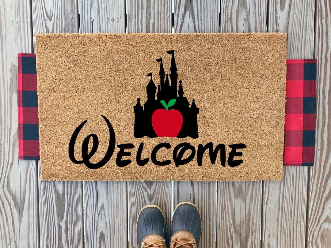 Disney Castle Themed Welcome Mat With Apple | Cute Classroom Doormat ...