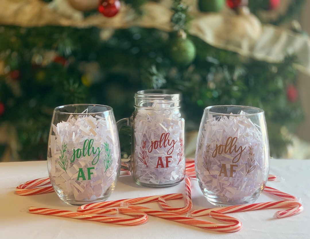 Jolly AF Stemless Wine Glass and Mason Jar Mug | Customizable Personal ...