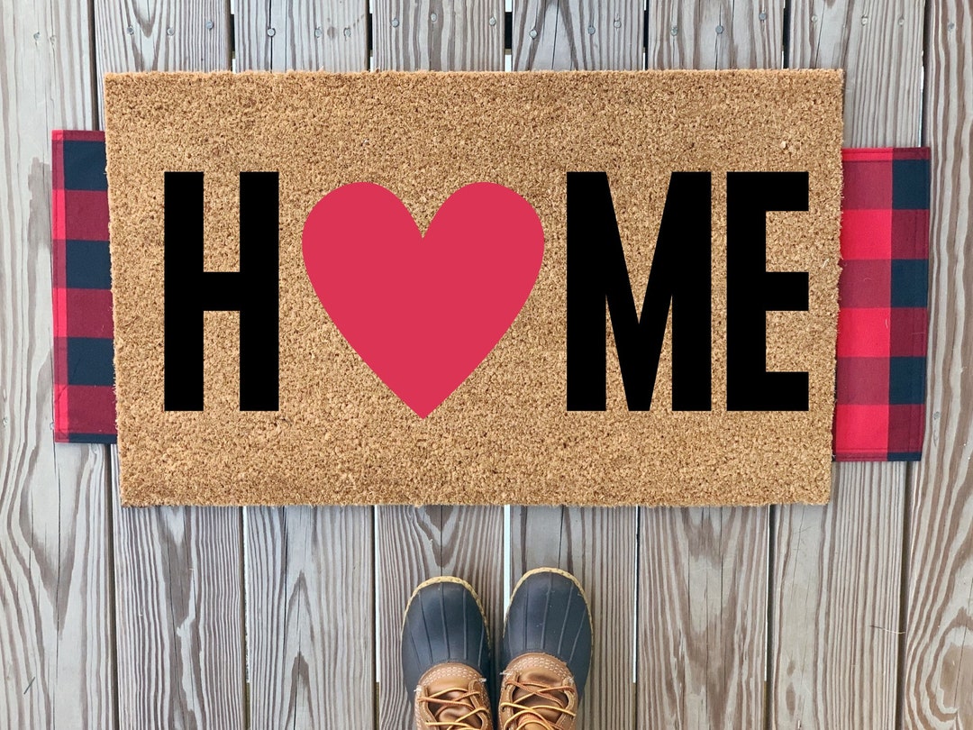Home With Heart Welcome Mat | Home Doormat | Front Door Welcome Mat ...