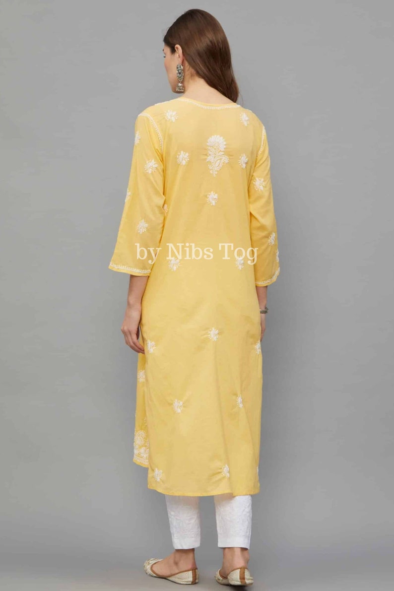 Nibs Tog Women’s Lucknowi Chikankari Hand Embroidered Straight Cotton ...