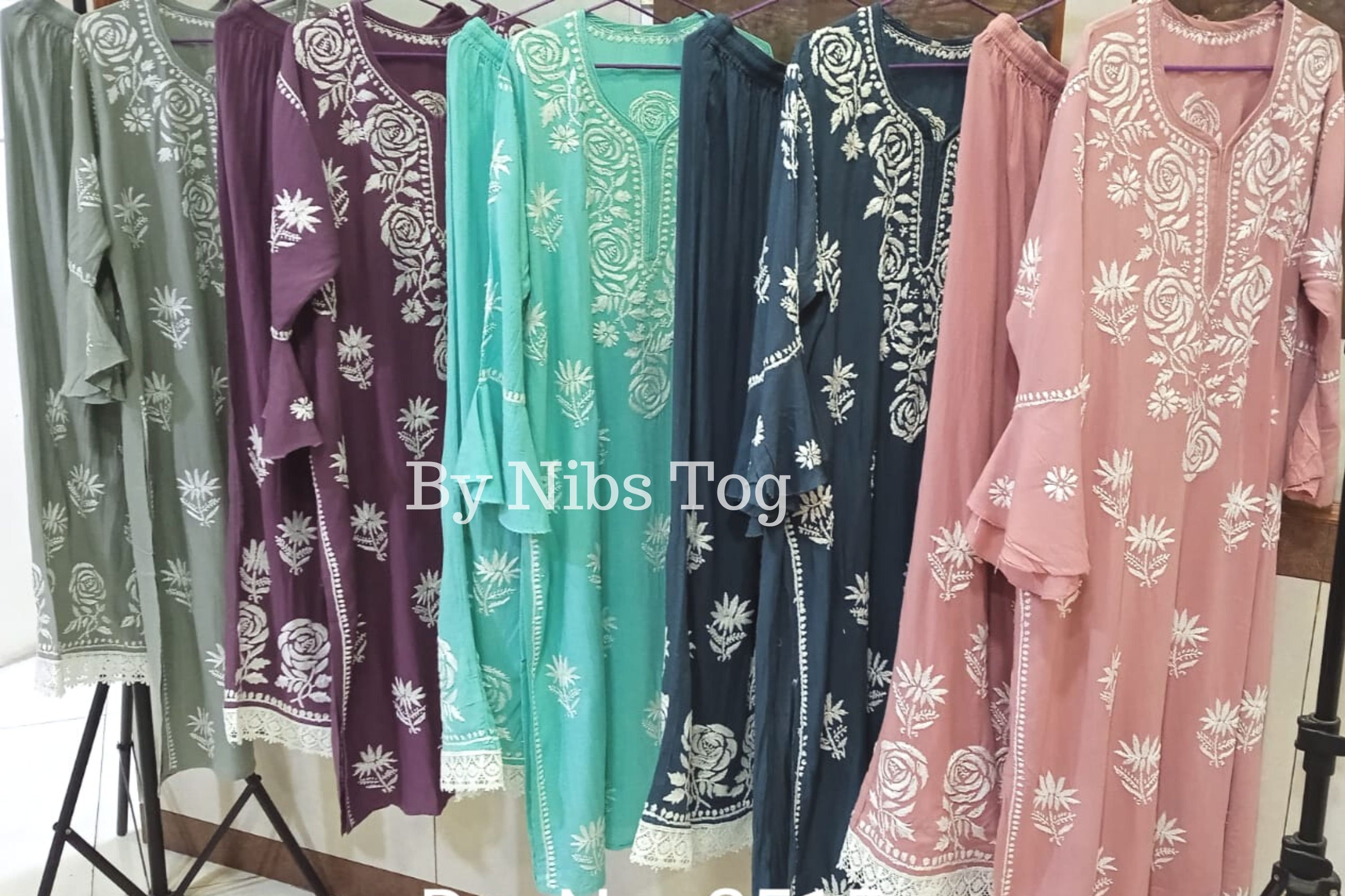 Nibs Tog Chikankari Kurta Palazzo Set With Bell Sleeves, Indian Ethnic ...