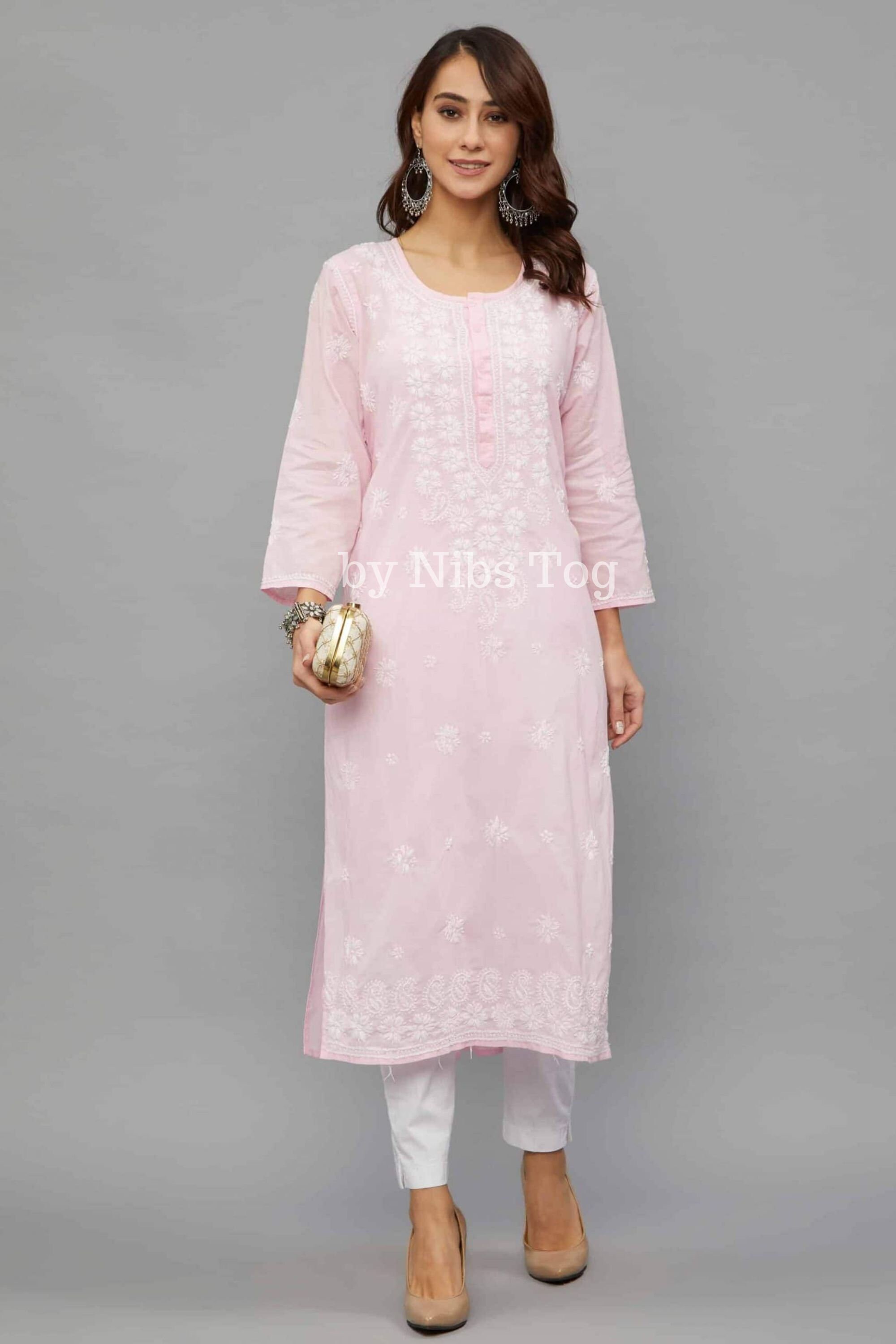 Nibs Tog Womens Lucknowi Chikankari Hand Embroidered Straight - Etsy