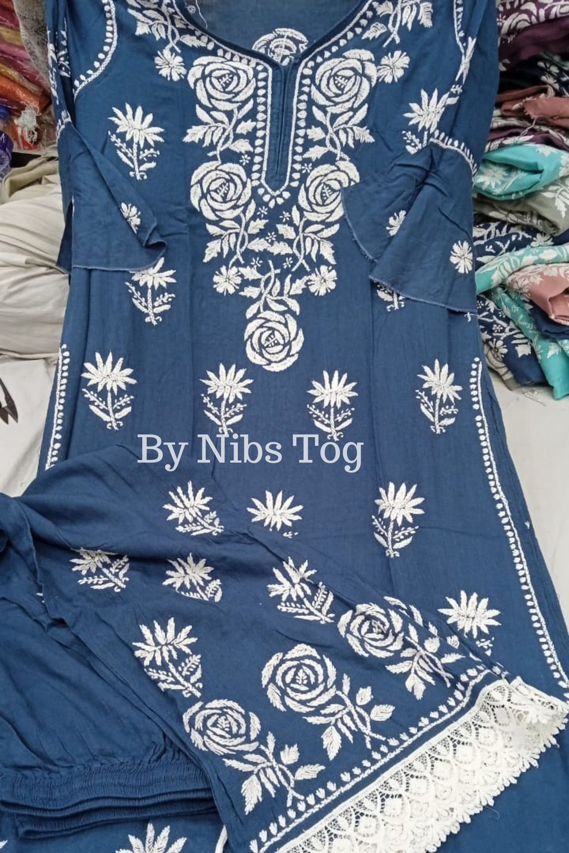 Nibs Tog Chikankari Kurta Palazzo Set With Bell Sleeves, Indian Ethnic ...