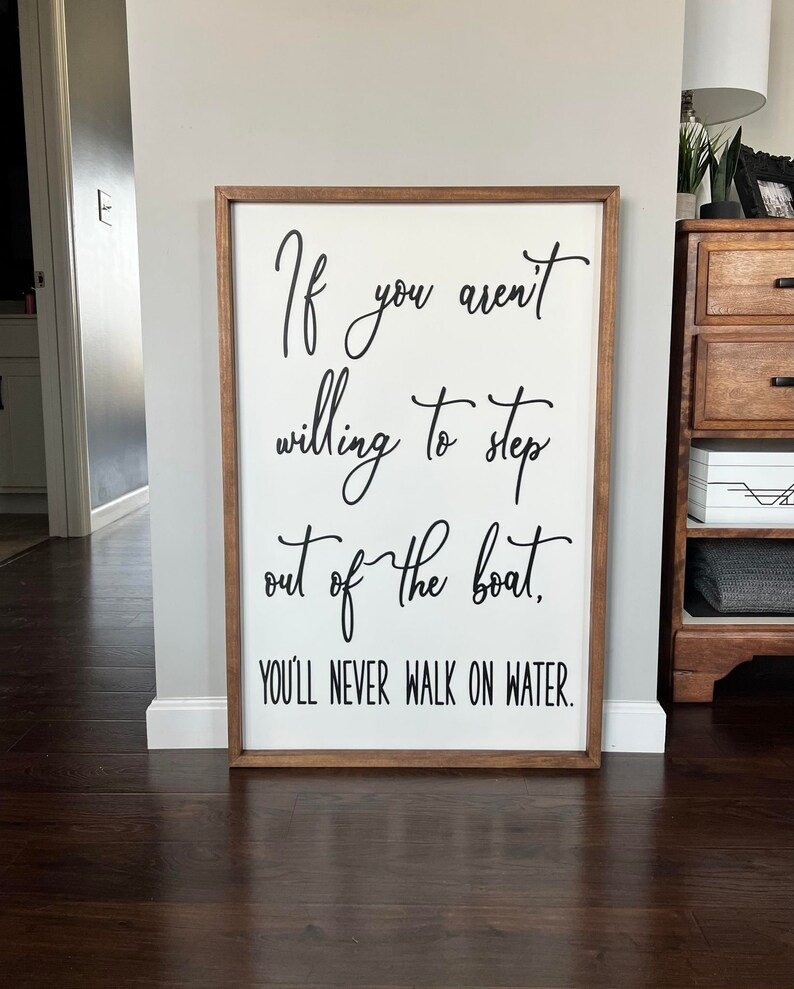 You'll Never Walk on Water, Home Decor, Farmhouse Wall Art, Wooden Sign ...