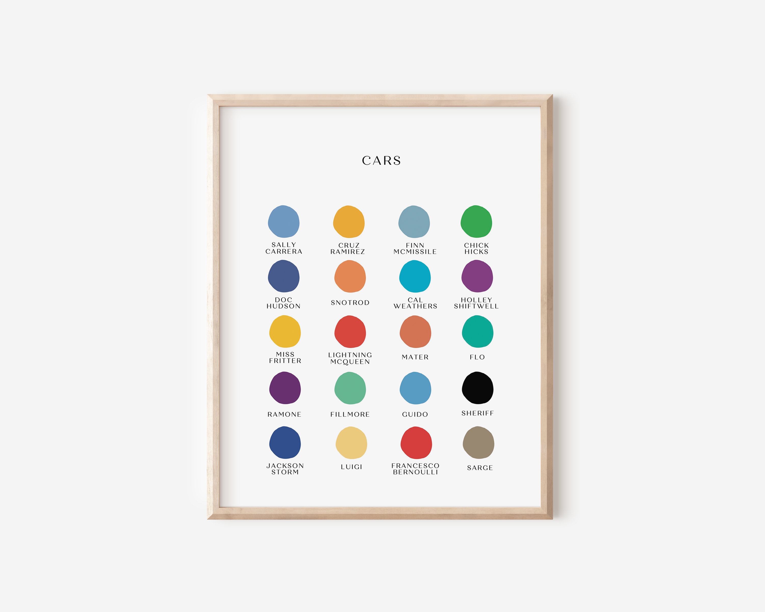 Disney Cars Color Palette Print - Etsy