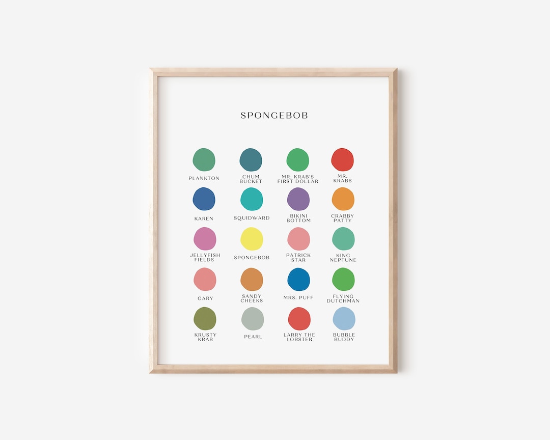 Spongebob Color Palette Print - Etsy