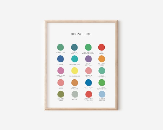 Spongebob Color Palette Print - Etsy