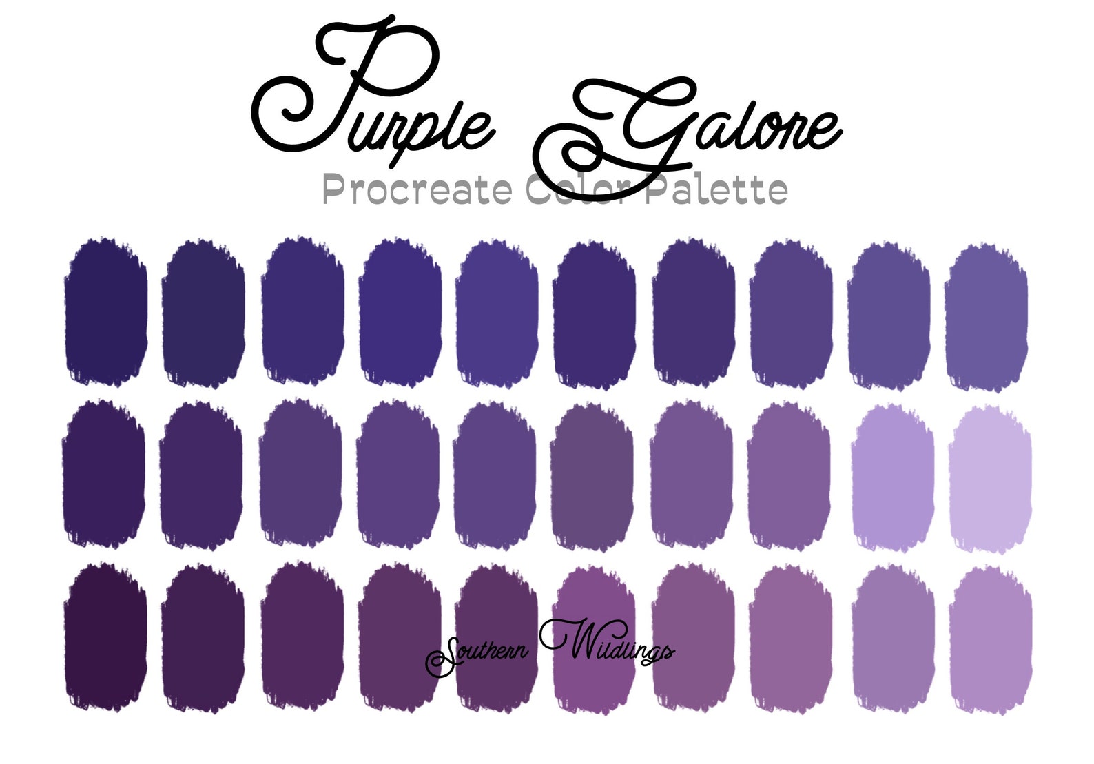 Purple Galore Procreate Color Palette, Purple Shades, Procreate ...