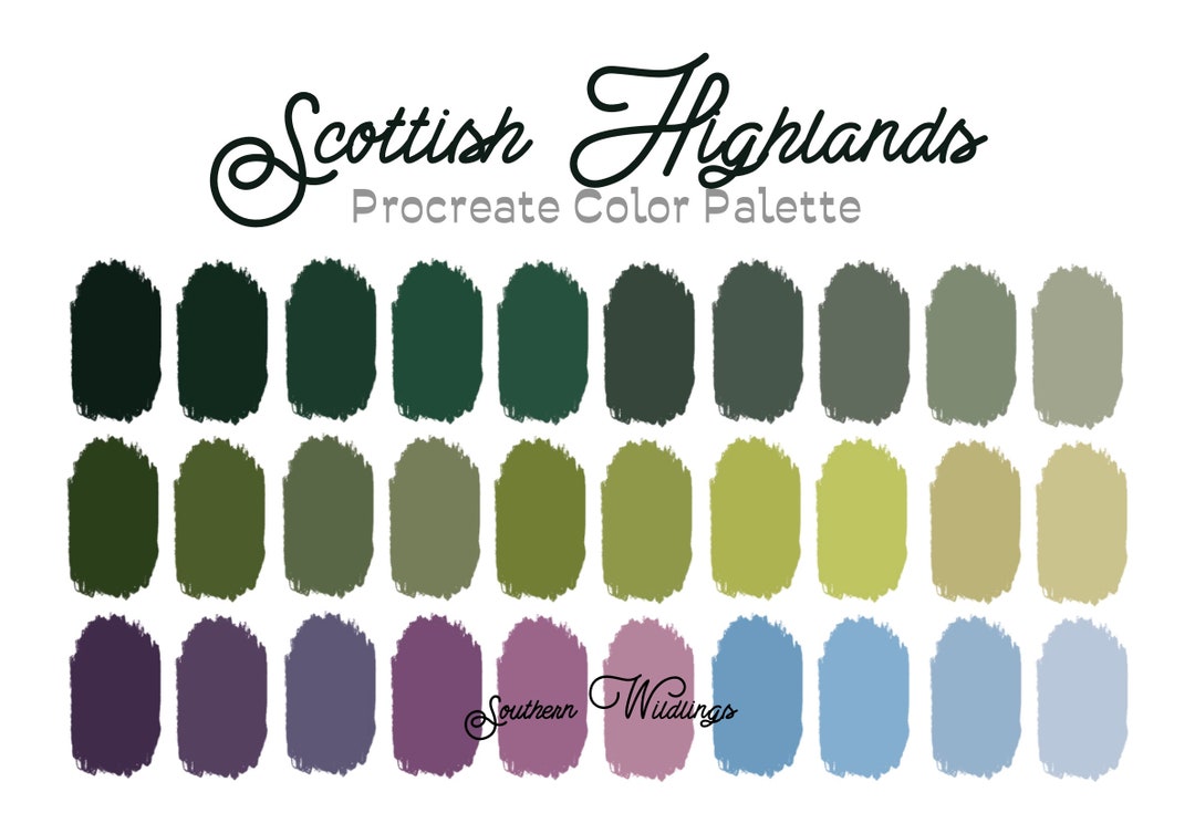 Scottish Highlands Procreate Color Palette, Soft Colors, Procreate ...