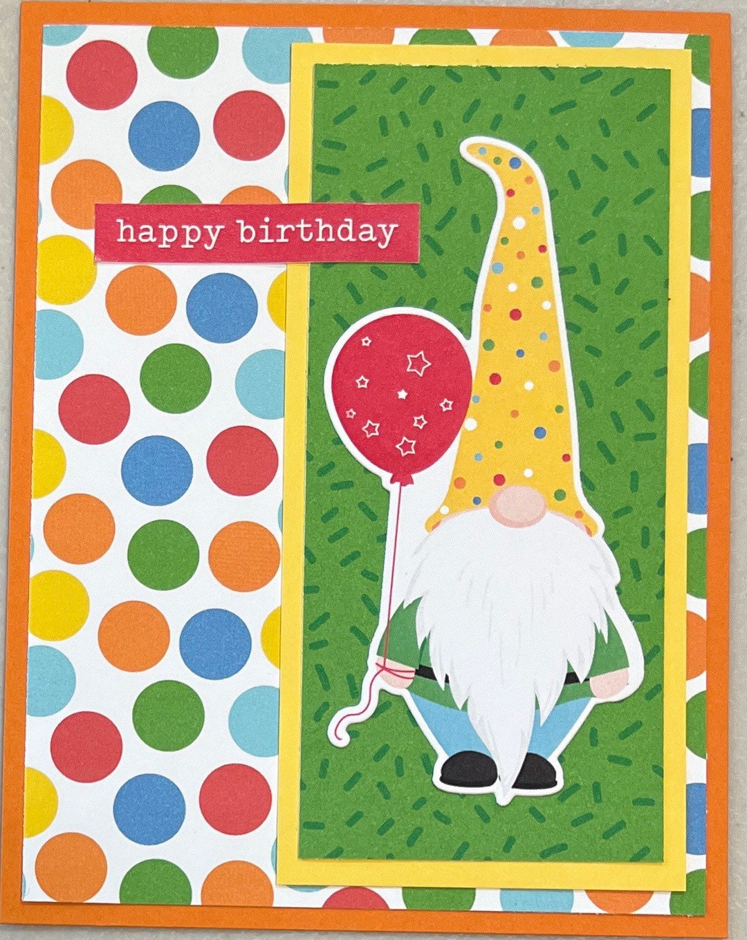 Handmade Happy Birthday Gnome Card - Colors of Gnome and Happy Birthday ...