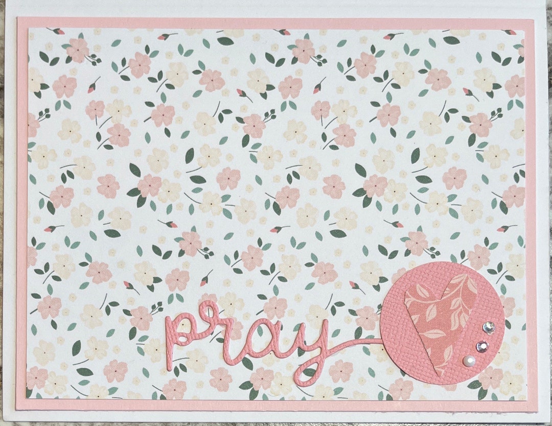 Handmade Pray Card With Flowers and Hearts - Etsy
