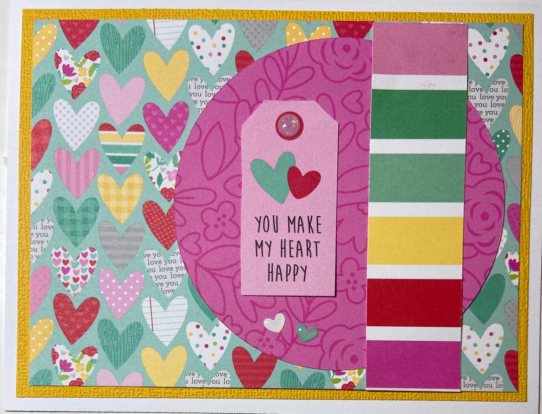 Handmade You Make My Heart Happy Card - Etsy