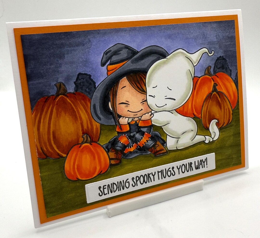 Handmade and Hand Colored Witch and Ghost Sending Spooky Hugs Your Way ...