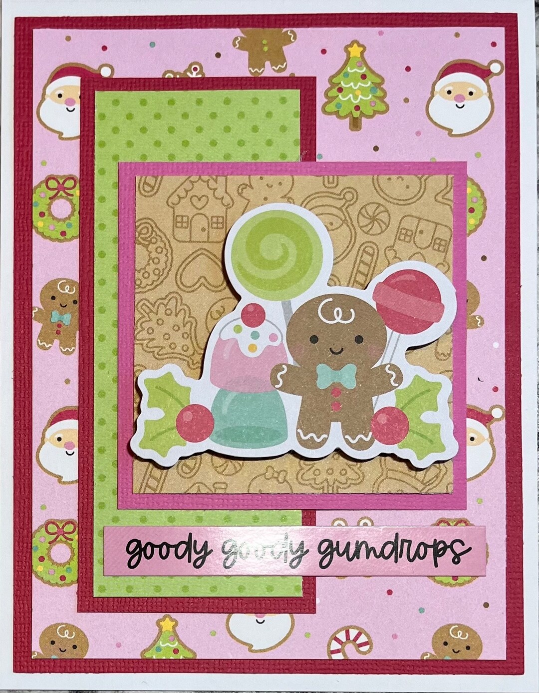 Handmade Holiday/christmas Card Goody Goody Gumdrops Gingerbread Boy ...