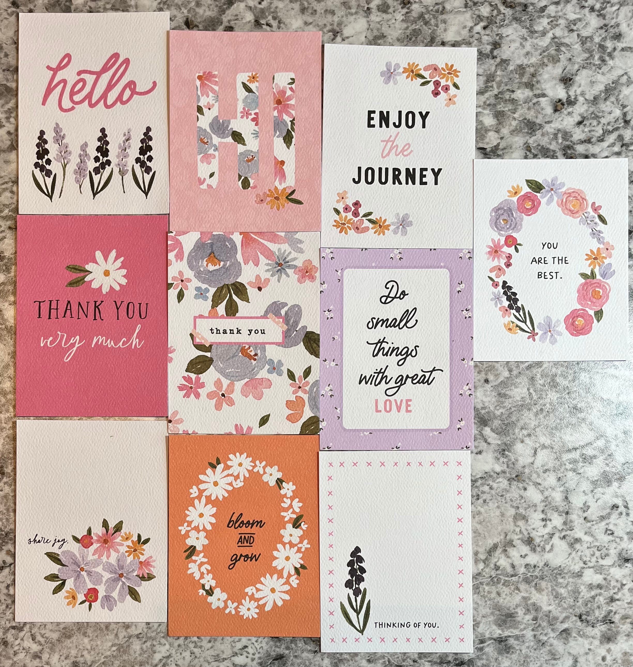 DIY Card Kit Handmade Cards 5 Pinks and Purples Variety of Sentiment ...