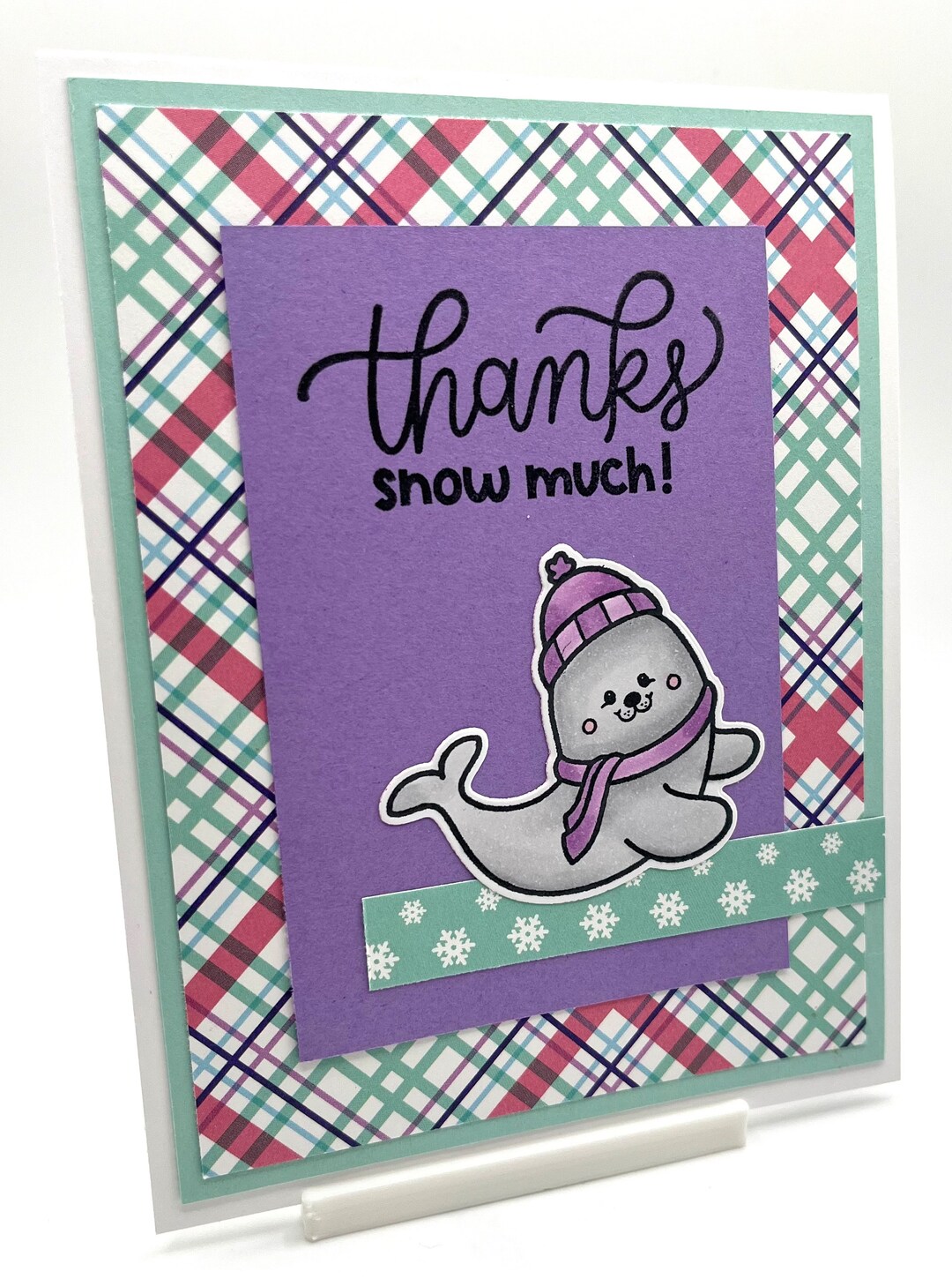 Handmade Seal Thanks Snow Much Card Winter Snowflakes - Etsy