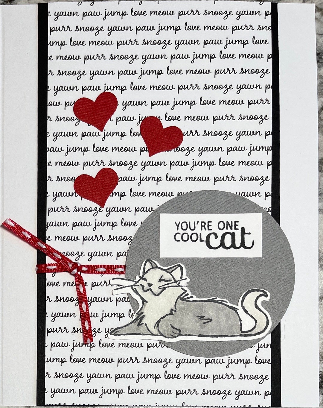 Handmade You’re One Cool Cat Card With Kitty and Hearts - Etsy