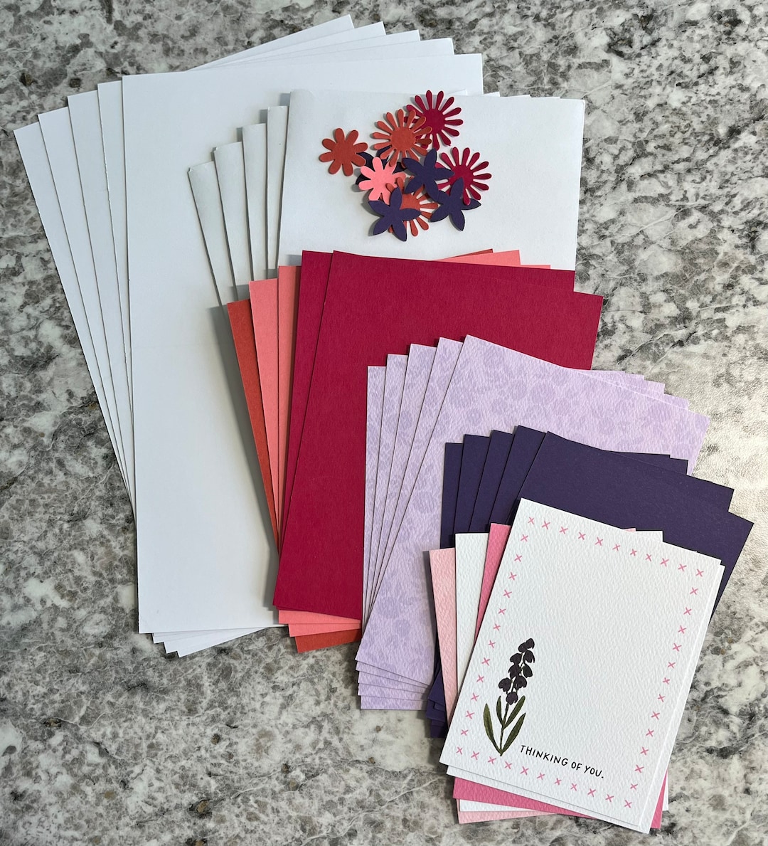 DIY Card Kit Handmade Cards 5 Pinks and Purples Variety of Sentiment ...