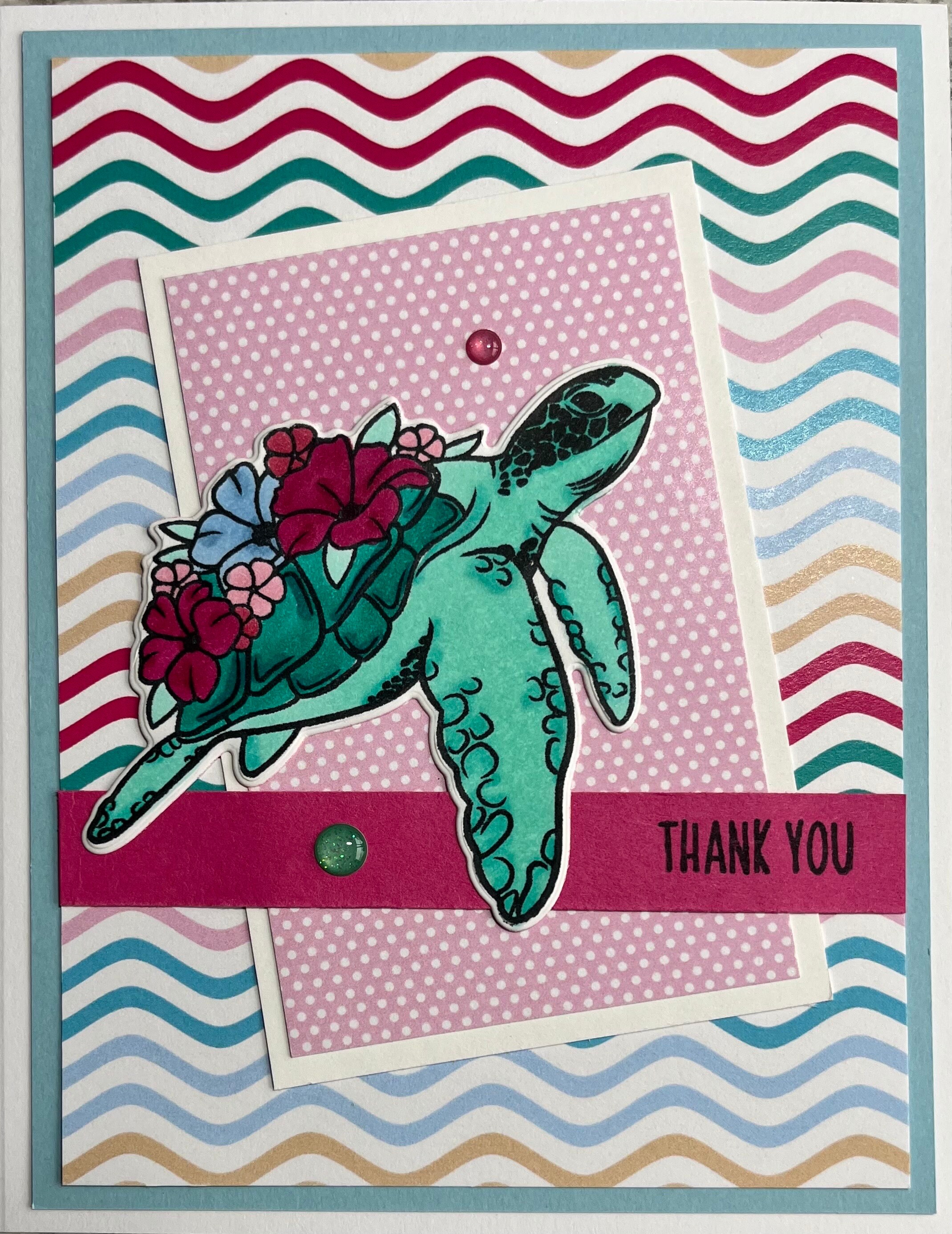 Handmade Sea Turtle Thank You Card Flowers - Etsy