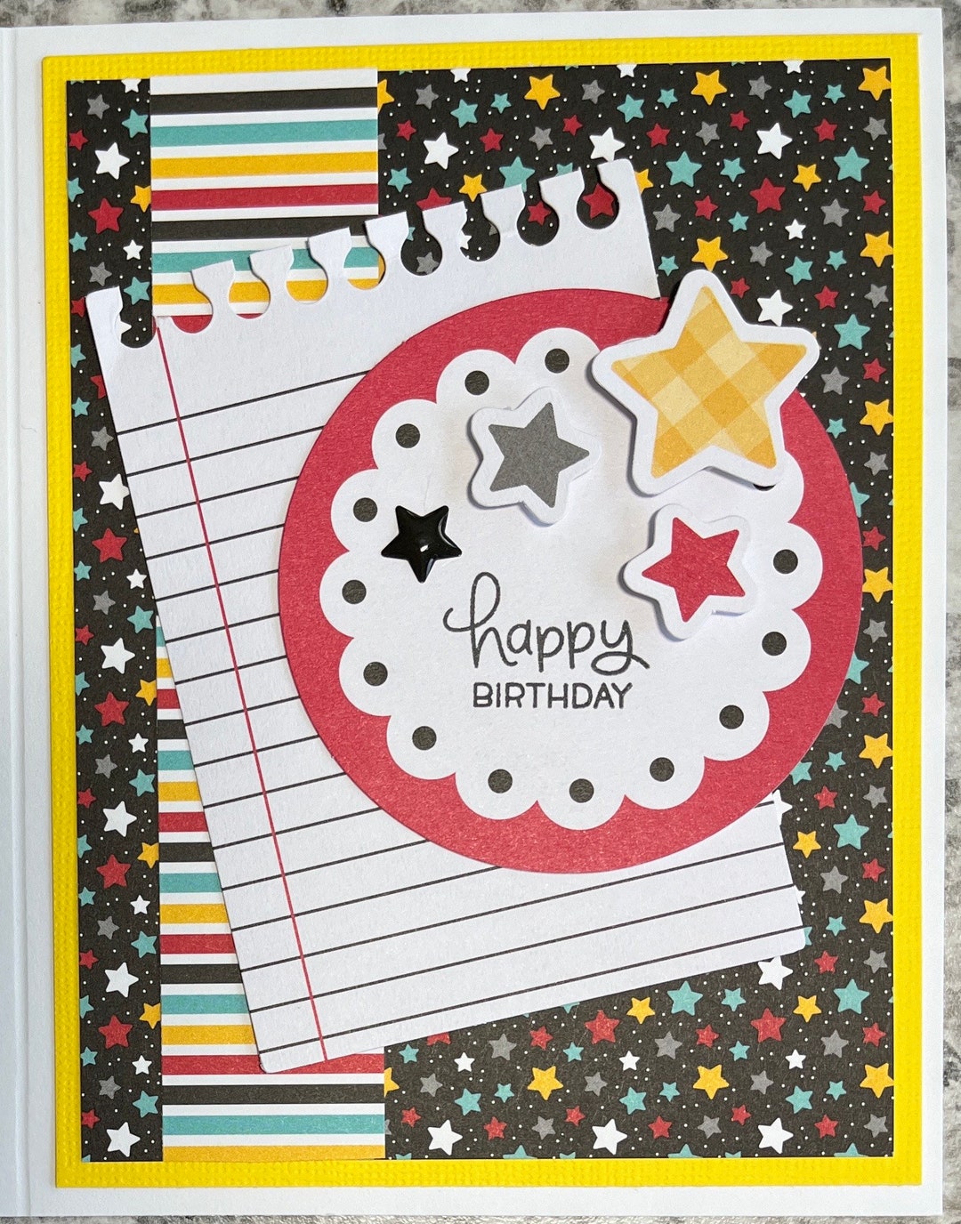 Handmade Happy Birthday Card With Stars - Etsy