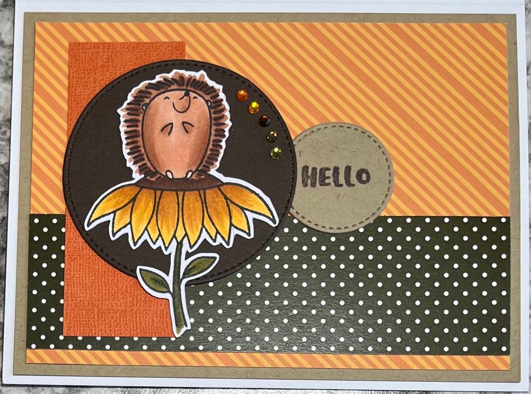 Handmade Hello Hedgehog Card Jewels Fall Colors - Etsy