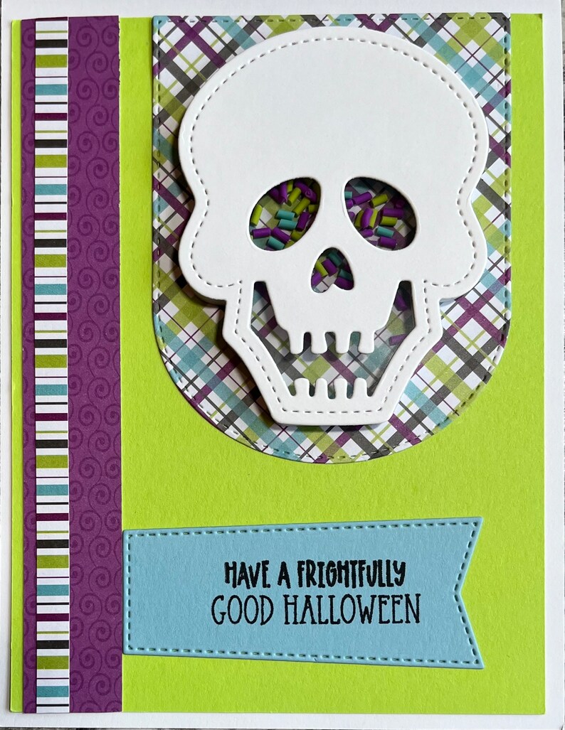 Handmade Skull Have A Frightfully Good Halloween Shaker Card Skeleton ...