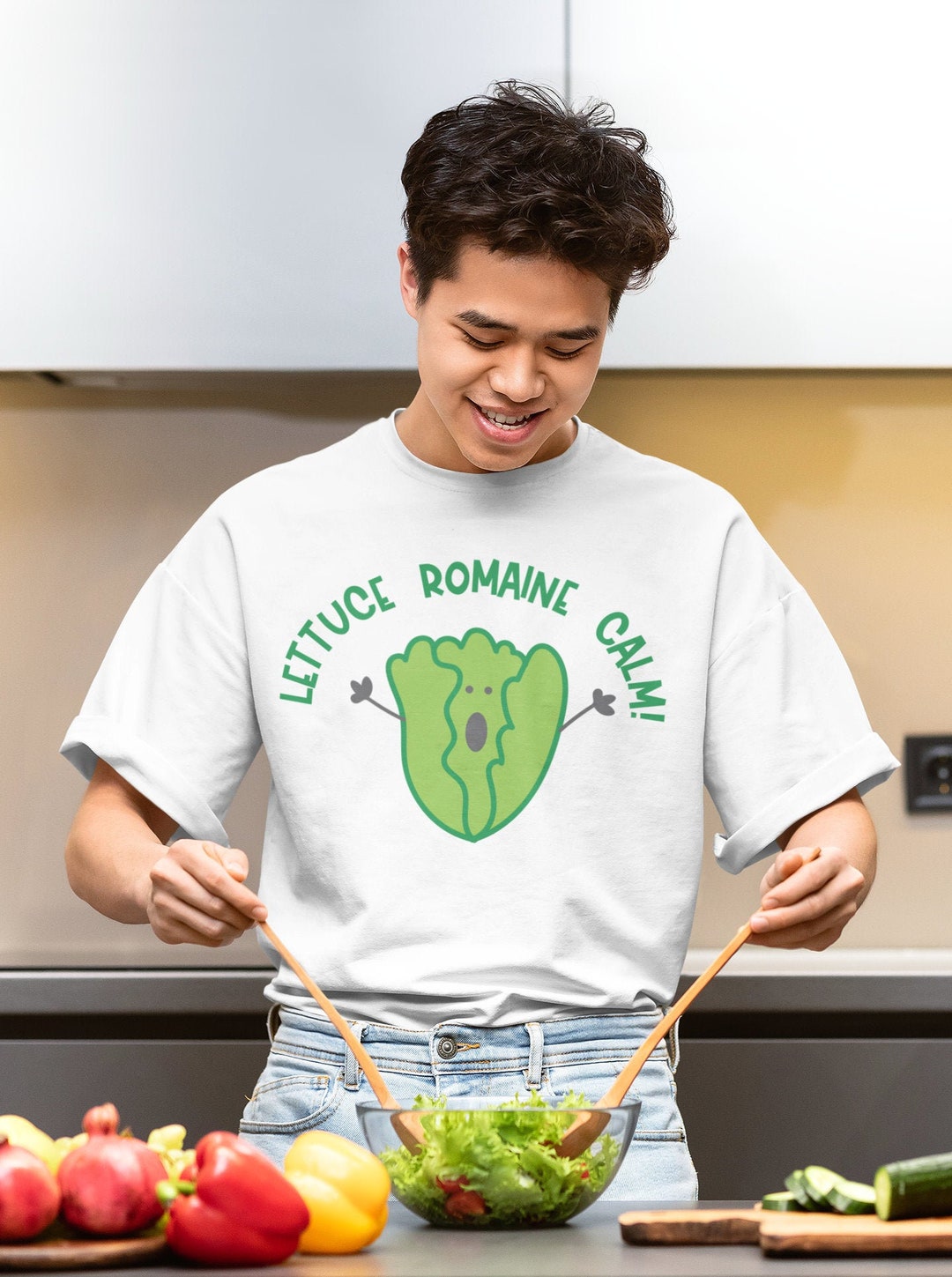 Lettuce Romaine Calm! Salad Food Pun Men's Premium T-shirt - Etsy